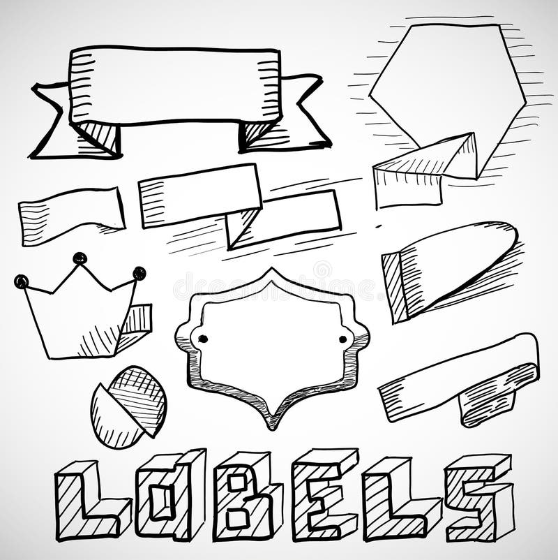 Hand Drawn Labels and Design Elements Doodles Stock Vector ...