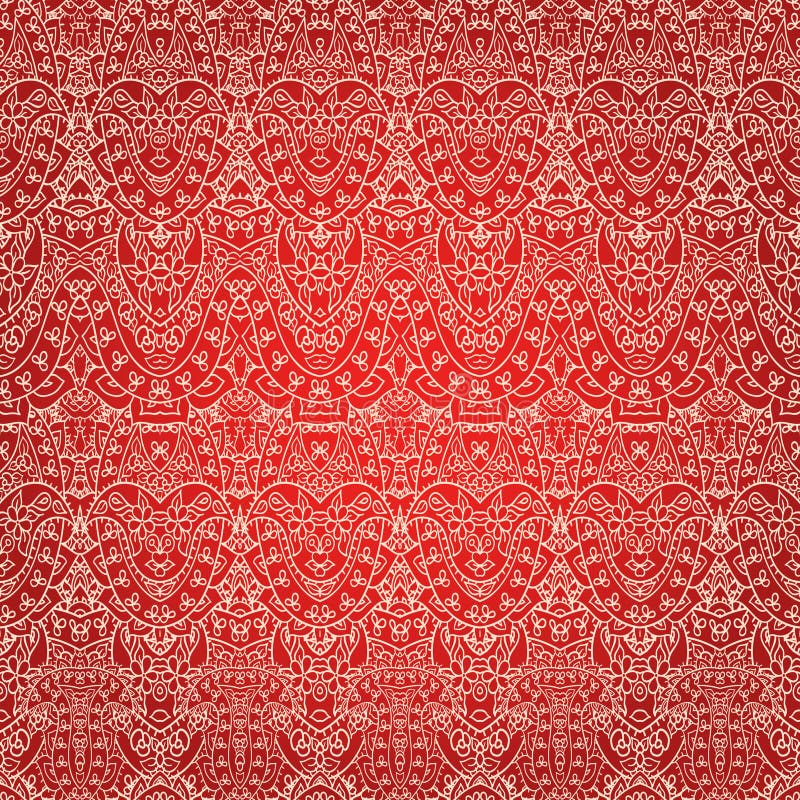 Hand Drawn Lace Patten, Seamless Wallpaper, Vector Illustration Stock ...