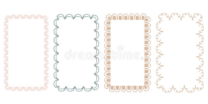 Hand Drawn Lace Scalloped Frames. Square, Round and Rectangle Scalloped ...