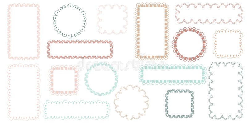Hand Drawn Lace Scalloped Frames. Square, Round and Rectangle Scalloped ...