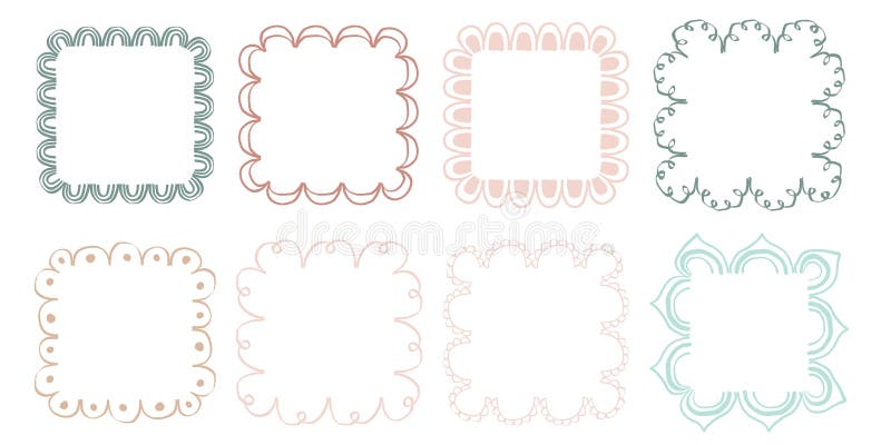 Hand Drawn Lace Scalloped Frames. Square, Round and Rectangle Scalloped ...