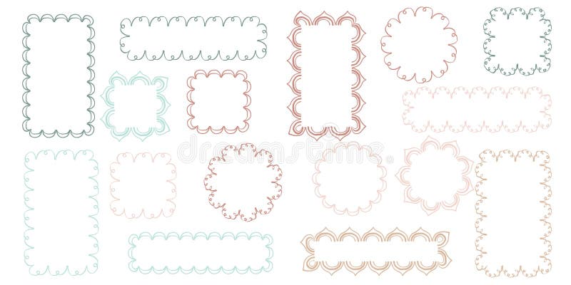 Hand Drawn Lace Scalloped Frames. Square, Round and Rectangle Scalloped ...