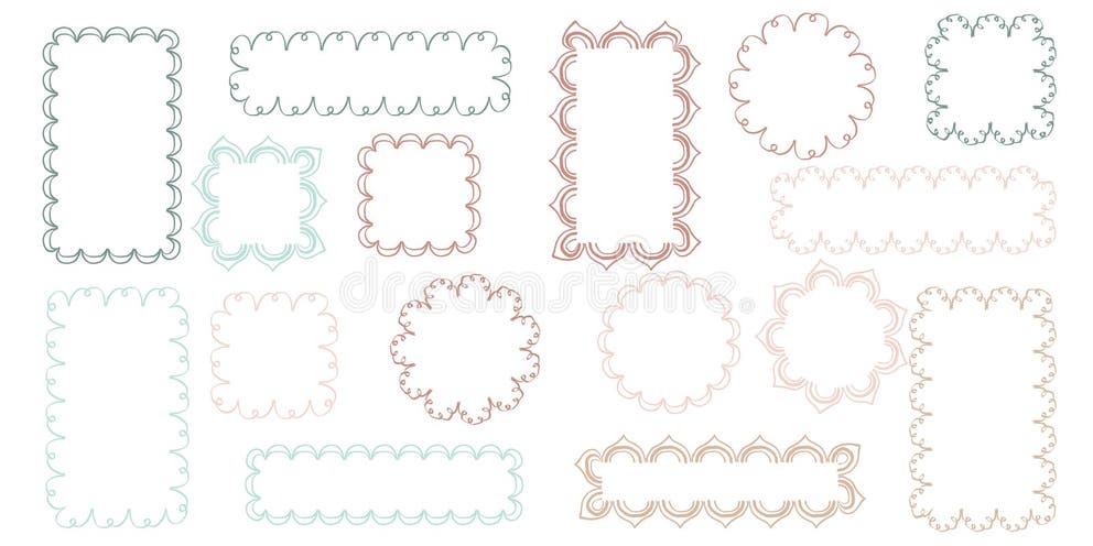 Hand Drawn Lace Scalloped Frames. Square, Round and Rectangle Scalloped ...