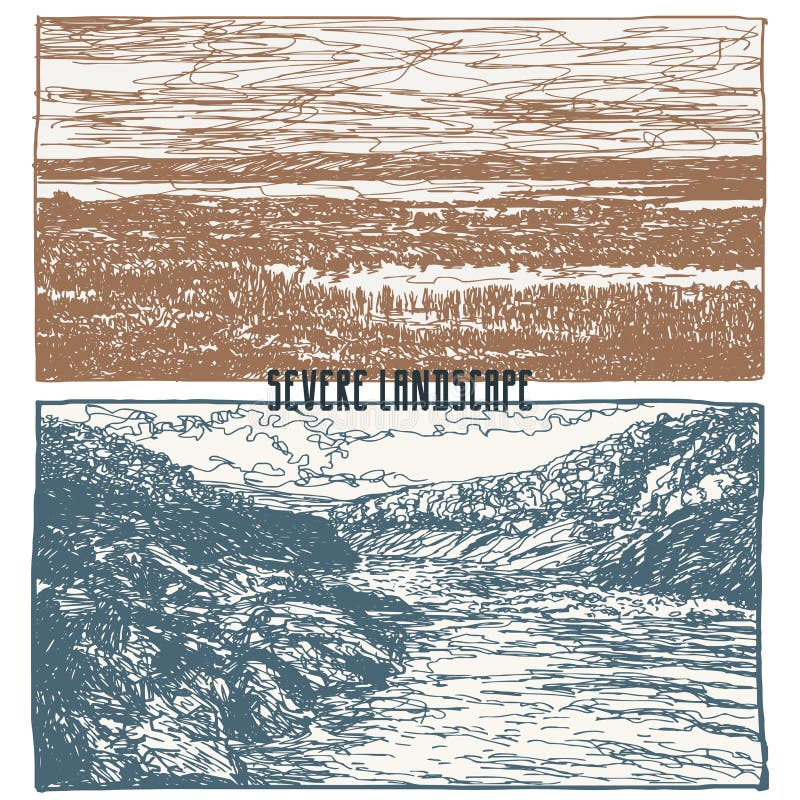 Hand drawn land stock vector. Illustration of bank, ecology - 68111732