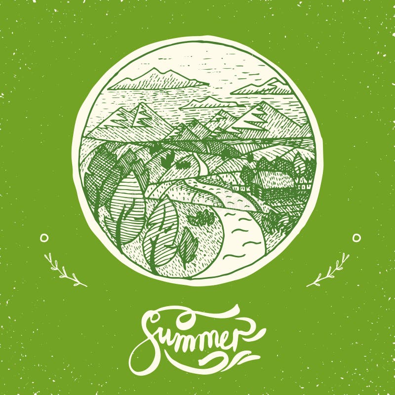 Hand drawn land stock vector. Illustration of miniature - 73123544