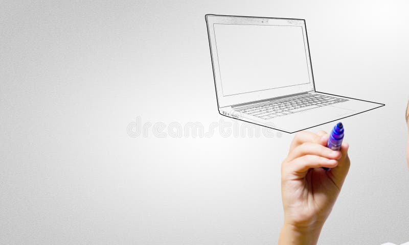 Hand drawn laptop stock photo. Image of life, computer - 56585660