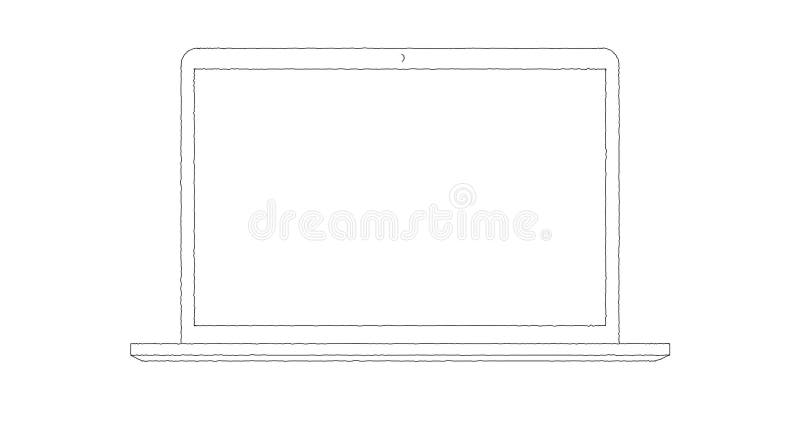 Hand Drawn Laptop Line Animation with Green Screen Stock Footage ...