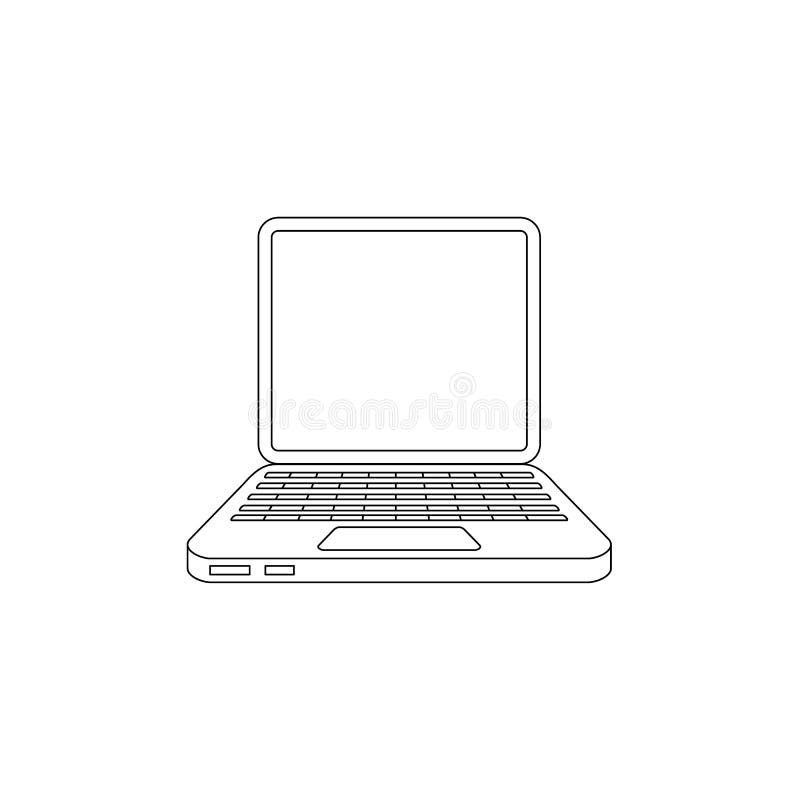 Vector Flat Hand Drawn Laptop Computer Icon. Stock Vector ...