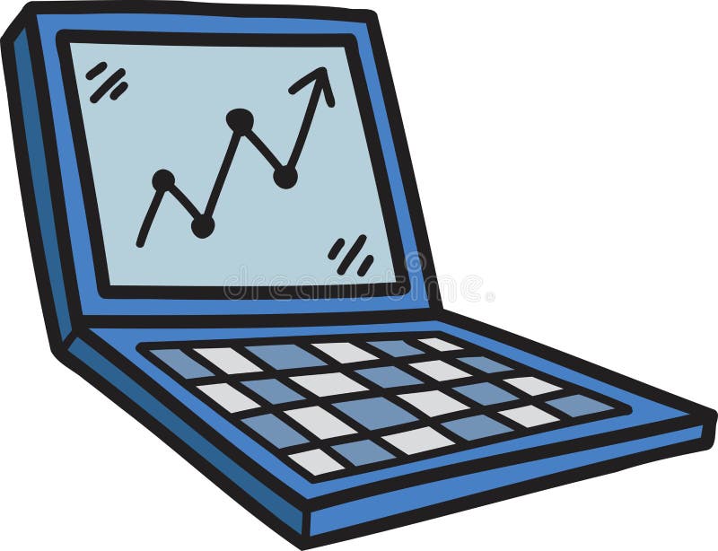 Graph and Laptop Illustration in Minimal Style Stock Vector ...