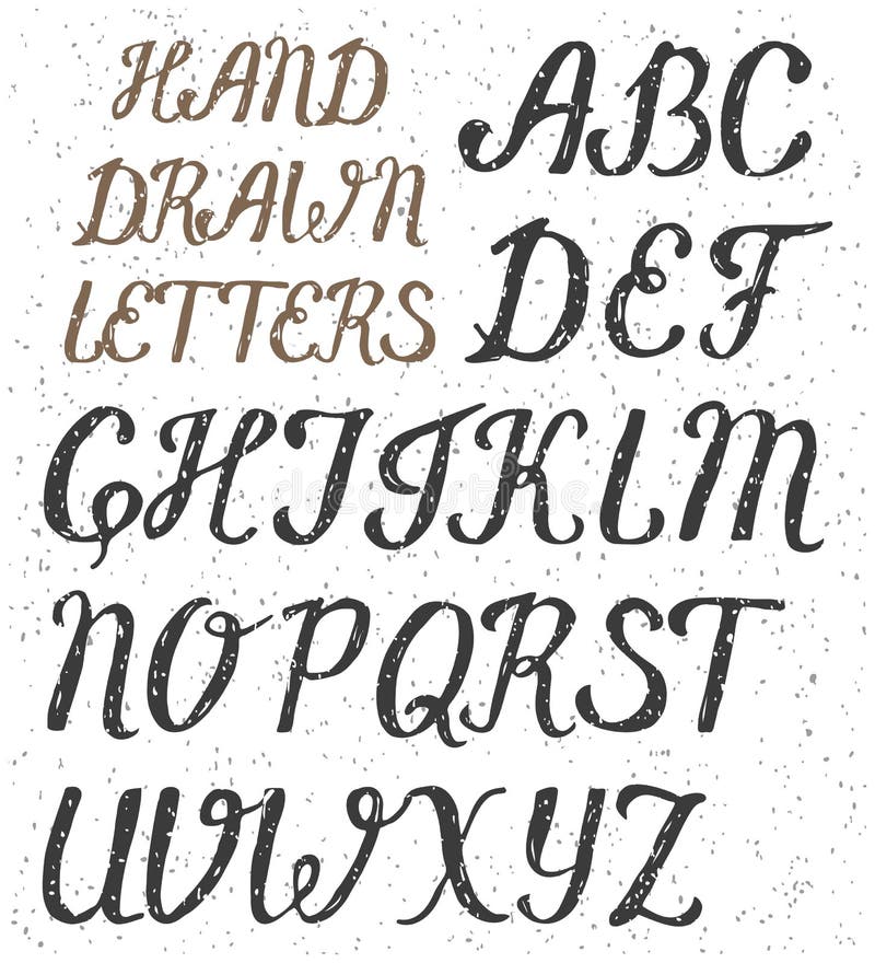 Hand drawn Latin alphabet stock illustration. Illustration of black ...