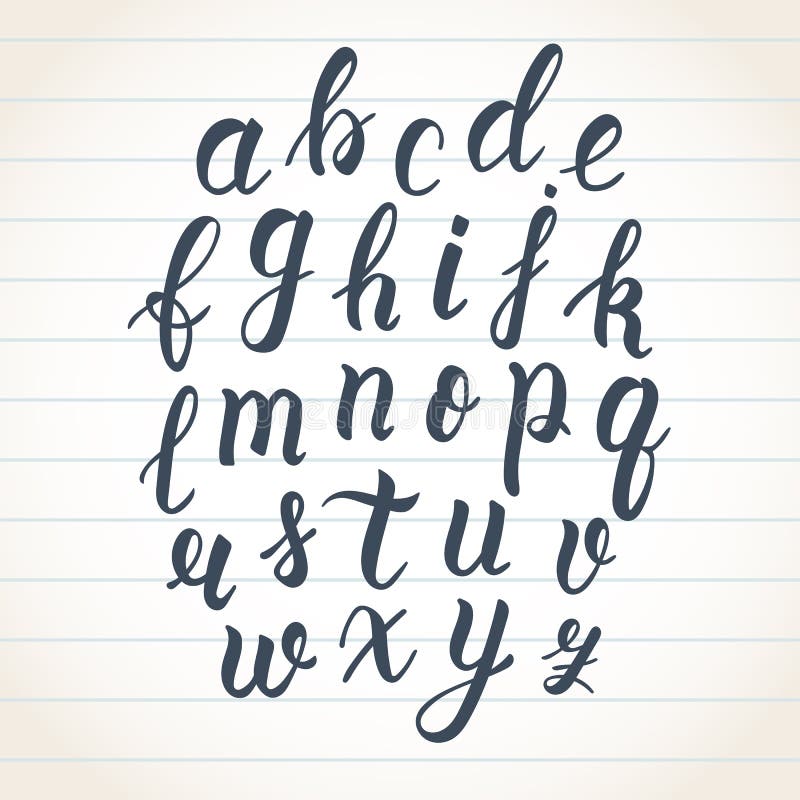 Hand Drawn Latin Calligraphy Brush Script of Lowercase Letters ...