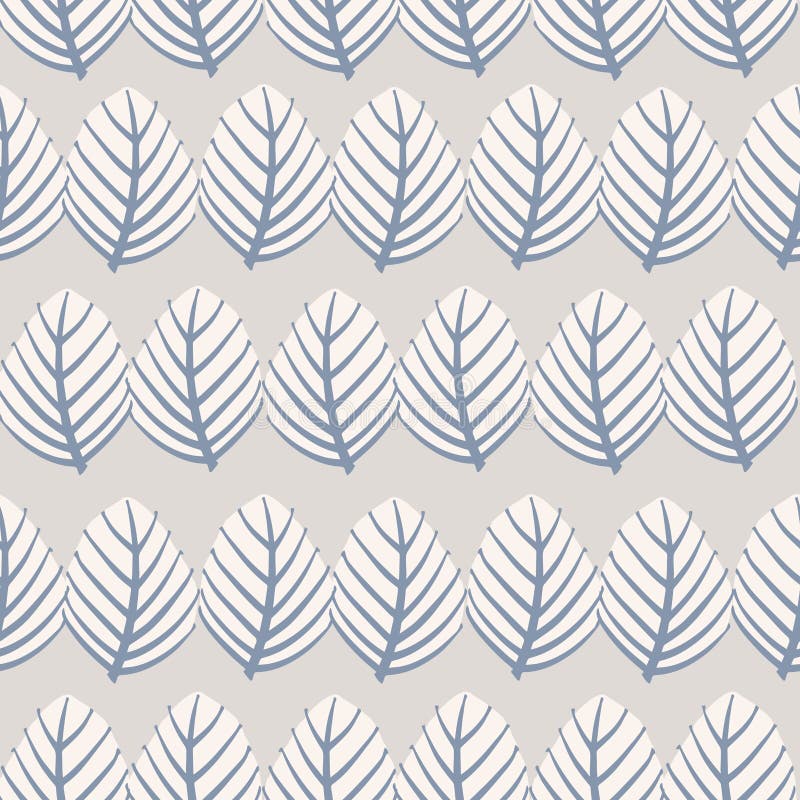 Hand Drawn Leaf Motif Seamless Repeat Pattern Light Gray Background ...