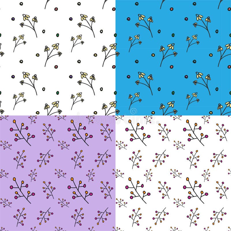 Hand Drawn Leaf and Plant Repeating Pattern. Stock Vector ...