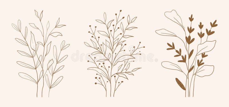 Hand Drawn Leaf Wreath Garden Frame Set Stock Vector - Illustration of ...