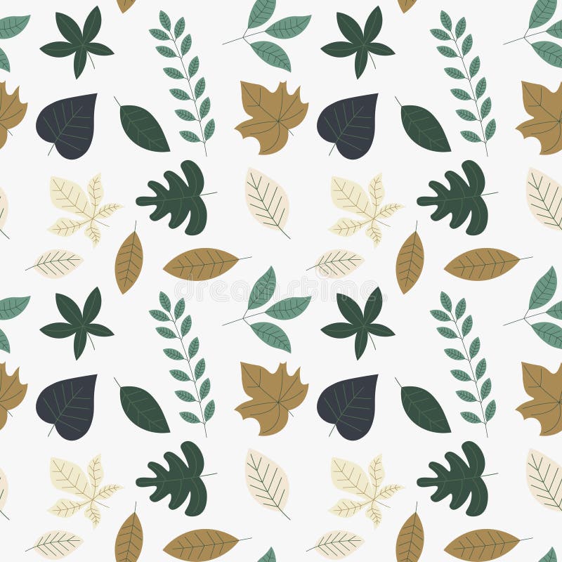 Hand drawn leaves pattern. stock vector. Illustration of background ...