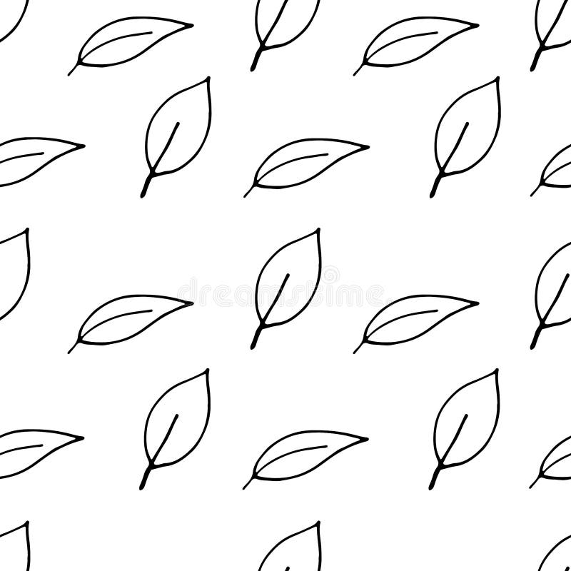Hand Drawn Leaves Simple Pattern. Stock Vector - Illustration of beauty ...