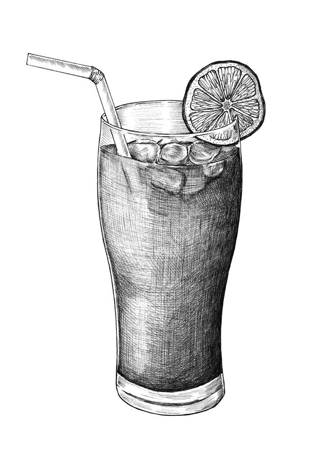 Hand-drawn lemon iced tea stock illustration. Illustration of appetite ...