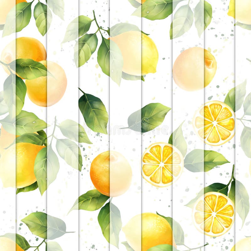 Hand Drawn Lemons Background. Fruit Seamless Pattern. Stock Photo ...
