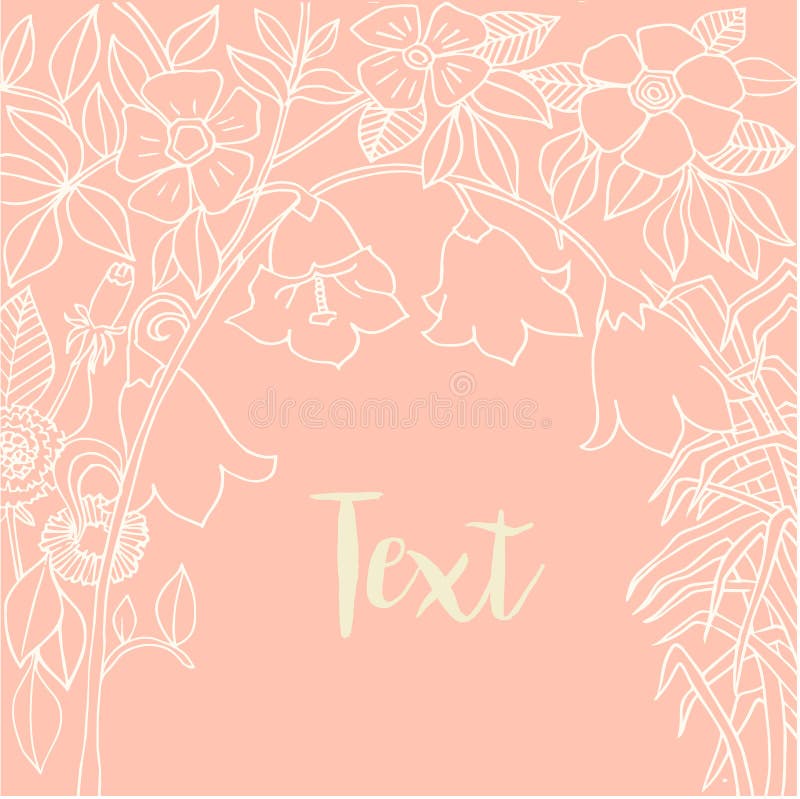 Hand Drawn Letter Card with Decorative Floral Frame, Illustration Stock ...