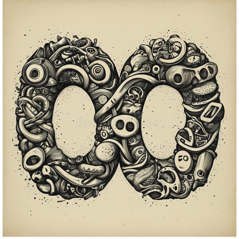 Hand Drawn Letter O with Doodle Elements. Vector Illustration Stock ...