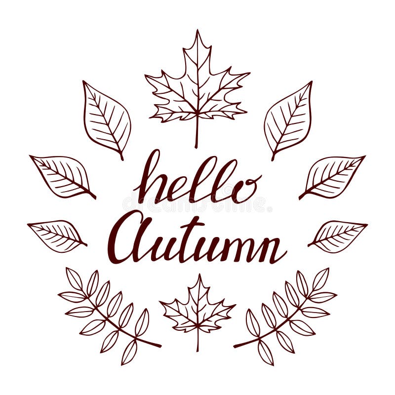 Hand Drawn Lettering with Decorative Elements, Autumn Leaves. Text ...