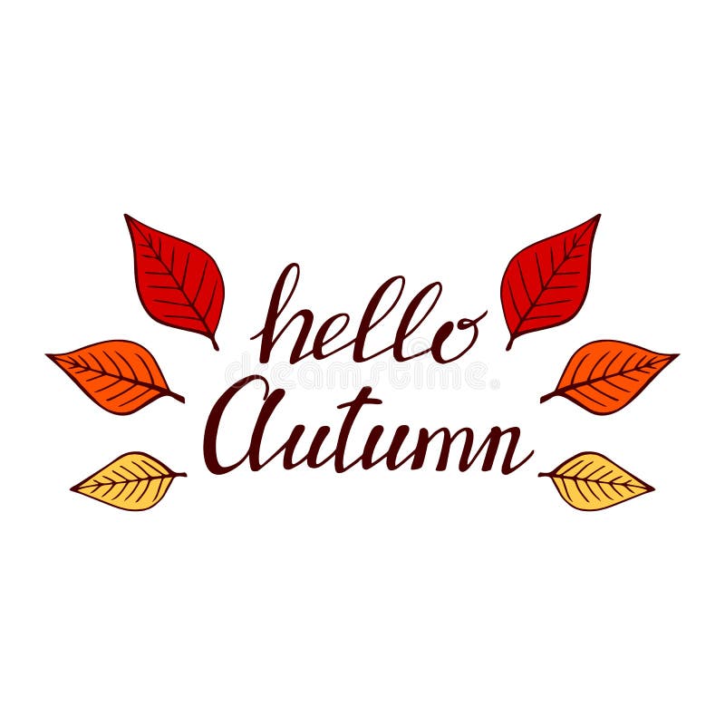 Hand Drawn Lettering with Decorative Elements, Autumn Leaves. Text ...