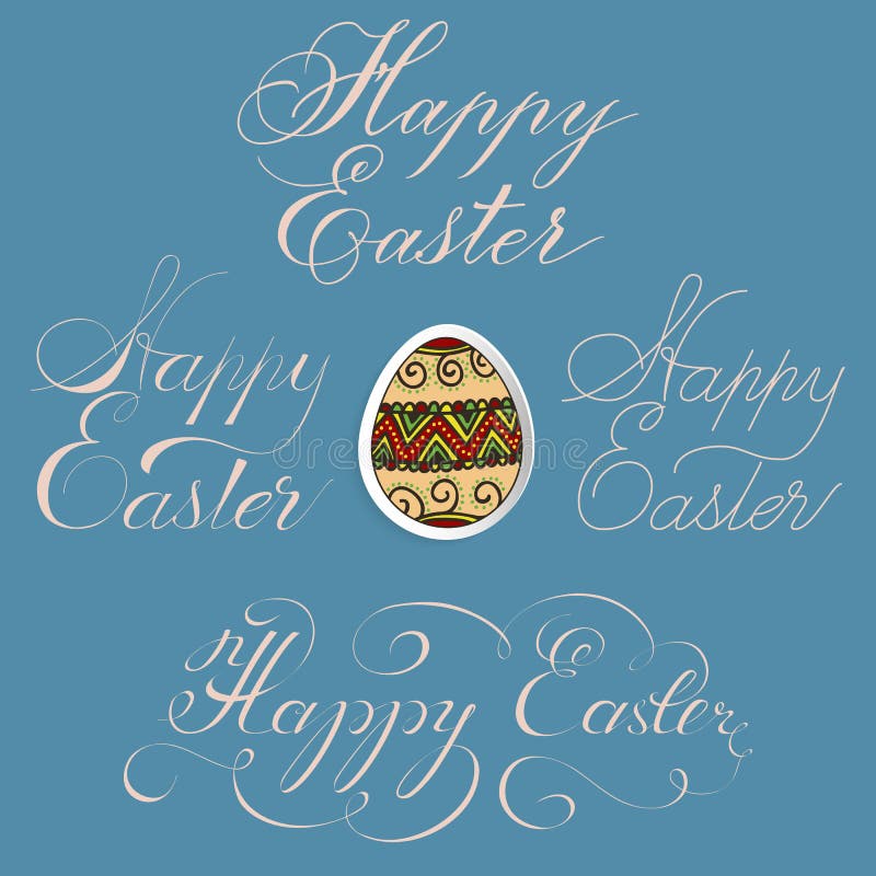 Hand Drawn Lettering Happy Easter in Four Variants. Elegant Modern ...