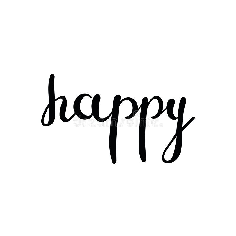 Hand Drawn Lettering - Happy Stock Vector - Illustration of card, black ...