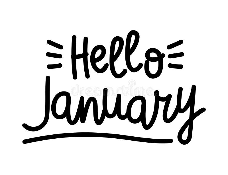Hand Drawn Lettering Hello January on White Background, Vector ...