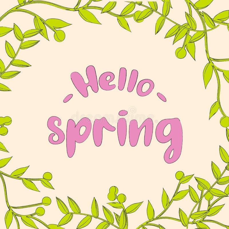 Hand Drawn Lettering Hello Spring for Print, Card, and Banner ...