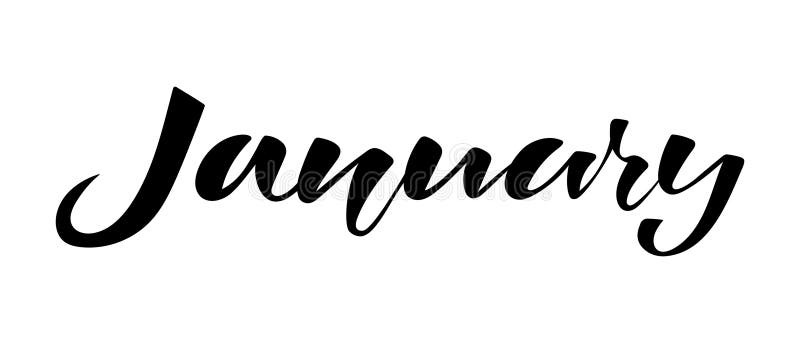 Hand Drawn Lettering January Stock Vector - Illustration of calendar ...