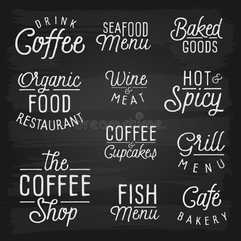 Hand Drawn Lettering Slogans for Cafe and Restaurant Stock Vector ...