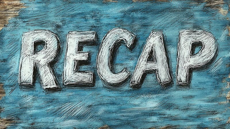 Recap Text with Hand Drawn Artistic Blue Background Stock Illustration ...