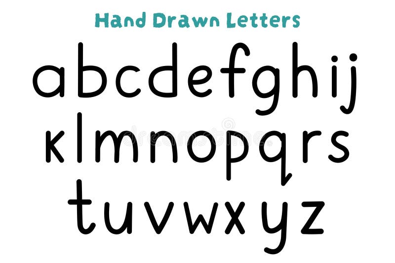 Handwritten Lowercase Letters Set. Hand Drawn Alphabet for Kids Stock ...