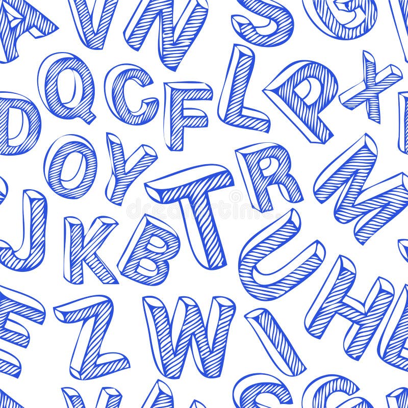 Hand Drawn Letters Background Stock Vector - Illustration of font ...