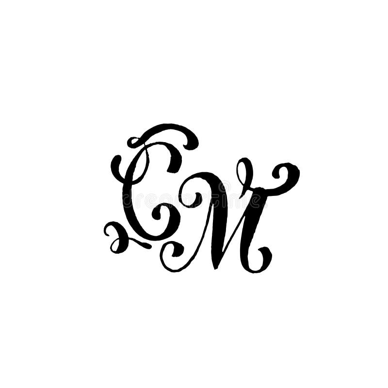 Hand Drawn Letters C and M for Wedding Logo Monogram Design on White ...