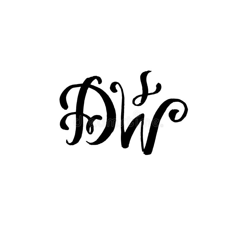 Hand Drawn Letters D and W for Wedding Logo Monogram Design on White ...
