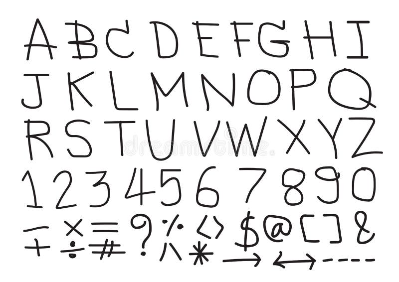Real Hand Drawn Letters Font Written with a Pen Stock Illustration ...