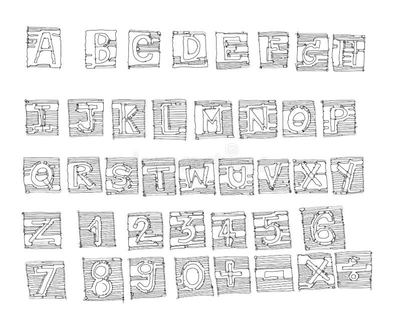 Real Hand Drawn Letters Font Written with a Pen Stock Illustration ...