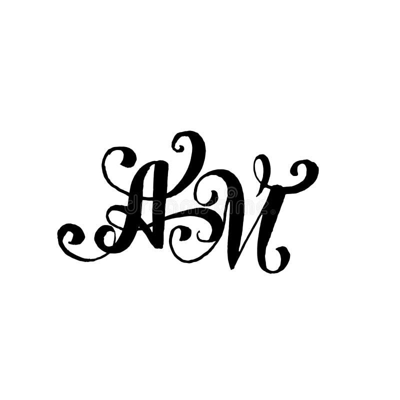 Hand Drawn Letters a and M for Wedding Logo Monogram Design on White ...