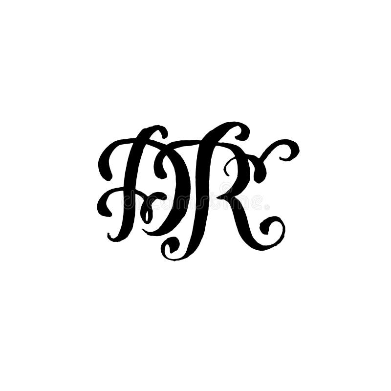 Hand Drawn Letters D and R for Wedding Logo Monogram Design on White ...