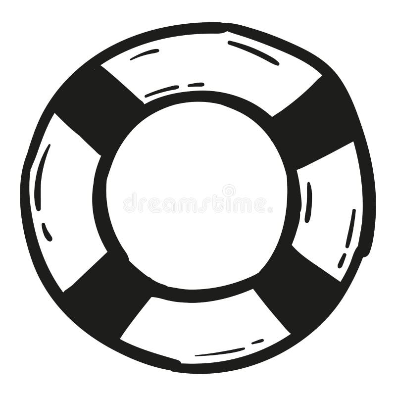 Hand Drawn Life Ring Icon in Doodle Style Isolated Stock Vector ...