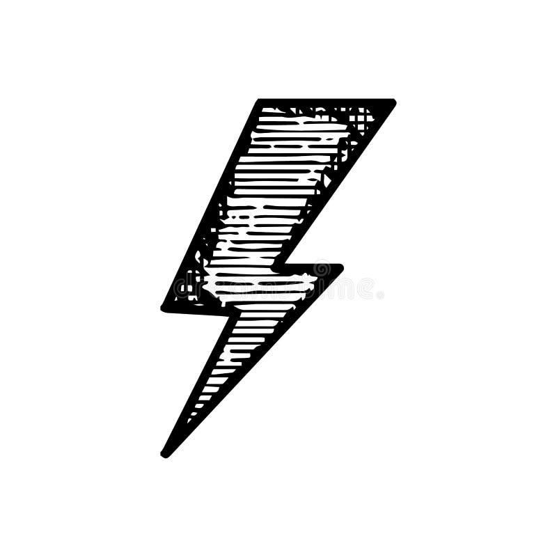 Hand Drawn Light Bolt Icon Vector Illustration Isolated on White ...