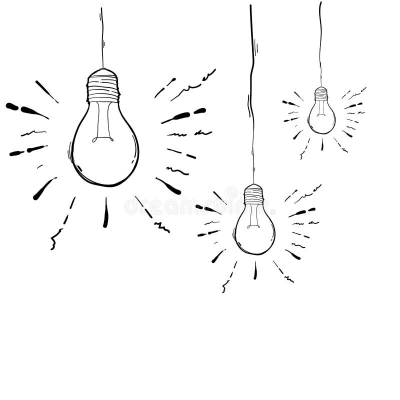 Light Bulb and Speech Bubble Hand Drawn Doodle Style Vector Symbol for ...
