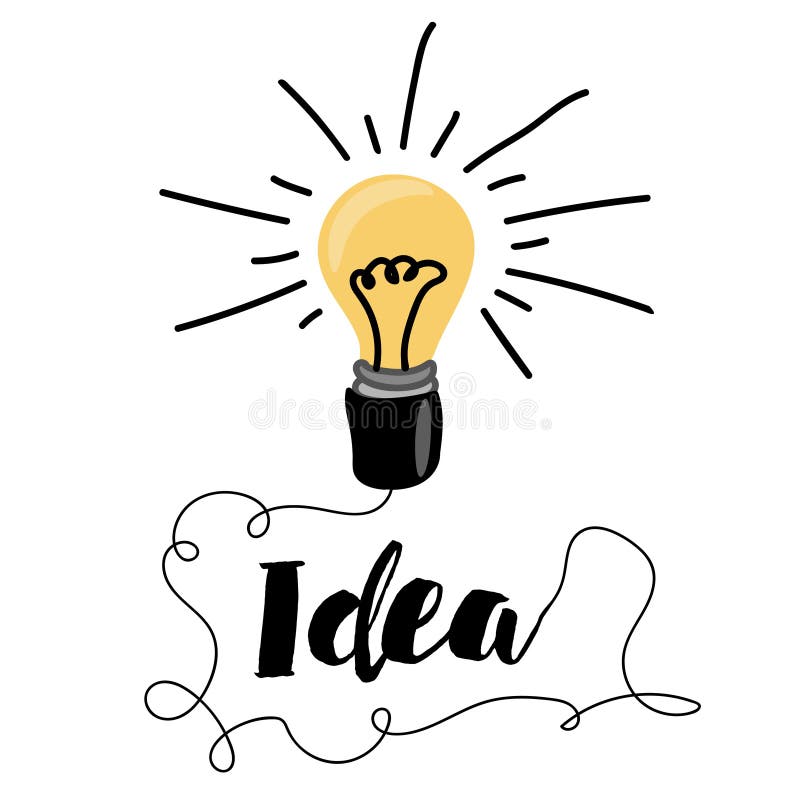 Hand-drawn Light Bulb Isolated on White Background Stock Vector ...