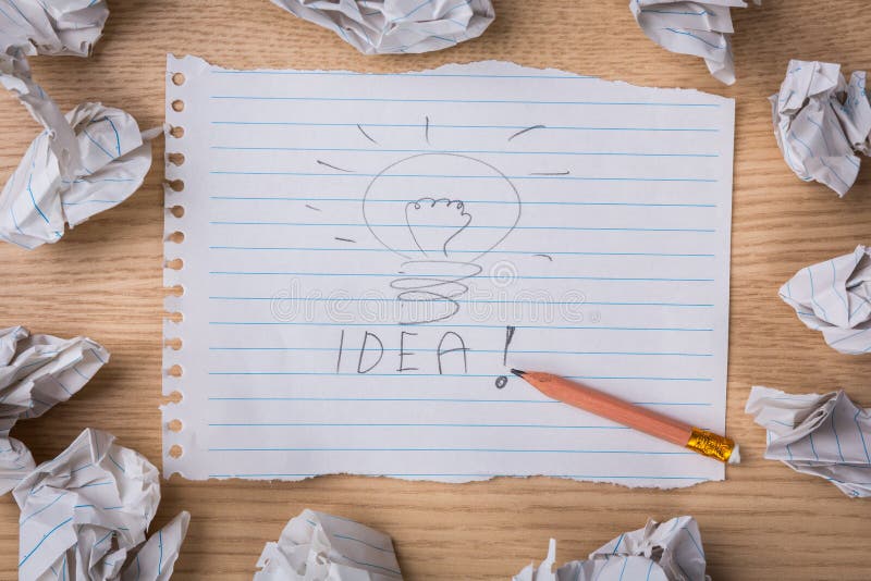 Hand Drawn Light Bulb on Paper Stock Image - Image of bulb, open: 43755357