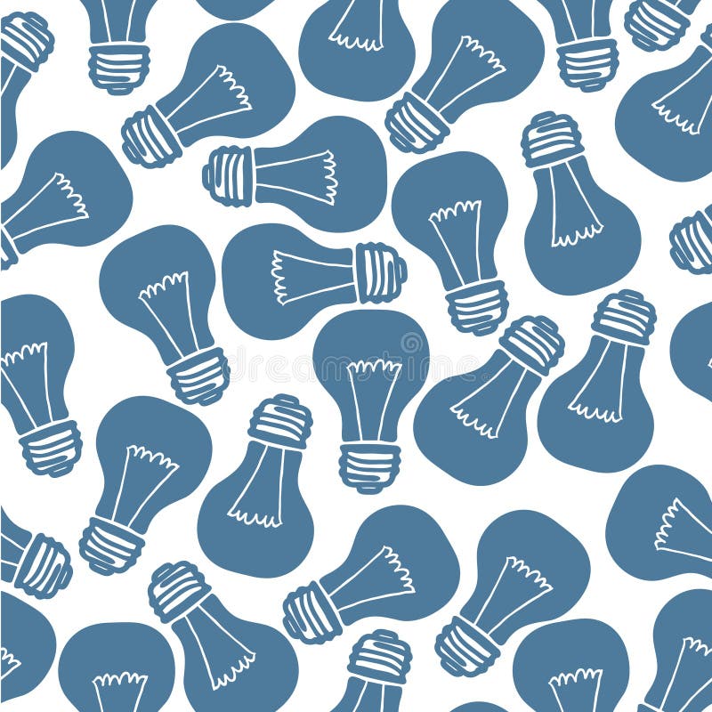 Hand Drawn Light Bulb Seamless Pattern. Vector Stock Illustration ...