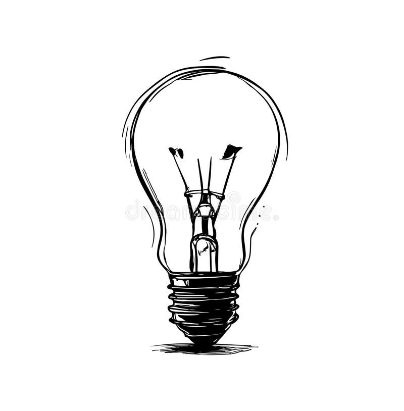 Hand Drawn Light Bulb. Vector Illustration. Vector Light Bulb Icon with ...