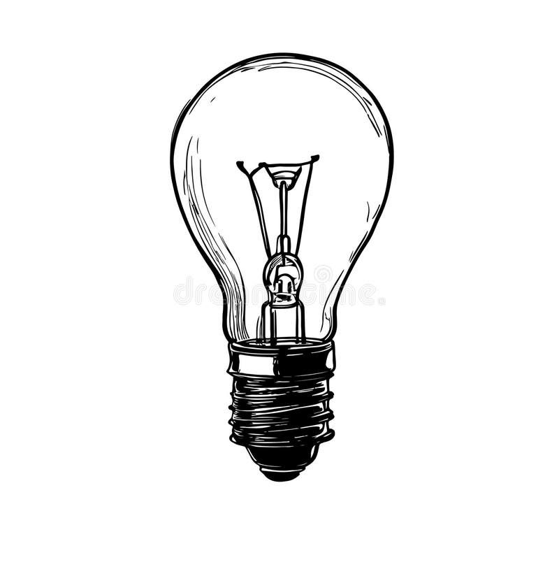 Hand Drawn Light Bulb. Vector Illustration. Vector Light Bulb Icon with ...