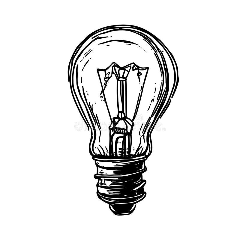 Hand Drawn Light Bulb. Vector Illustration. Vector Light Bulb Icon with ...